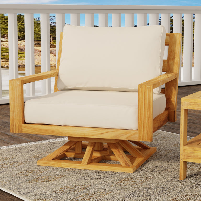 Charleston Outdoor Swivel Club Chair - Luxury Teak Club Chair – HC ...