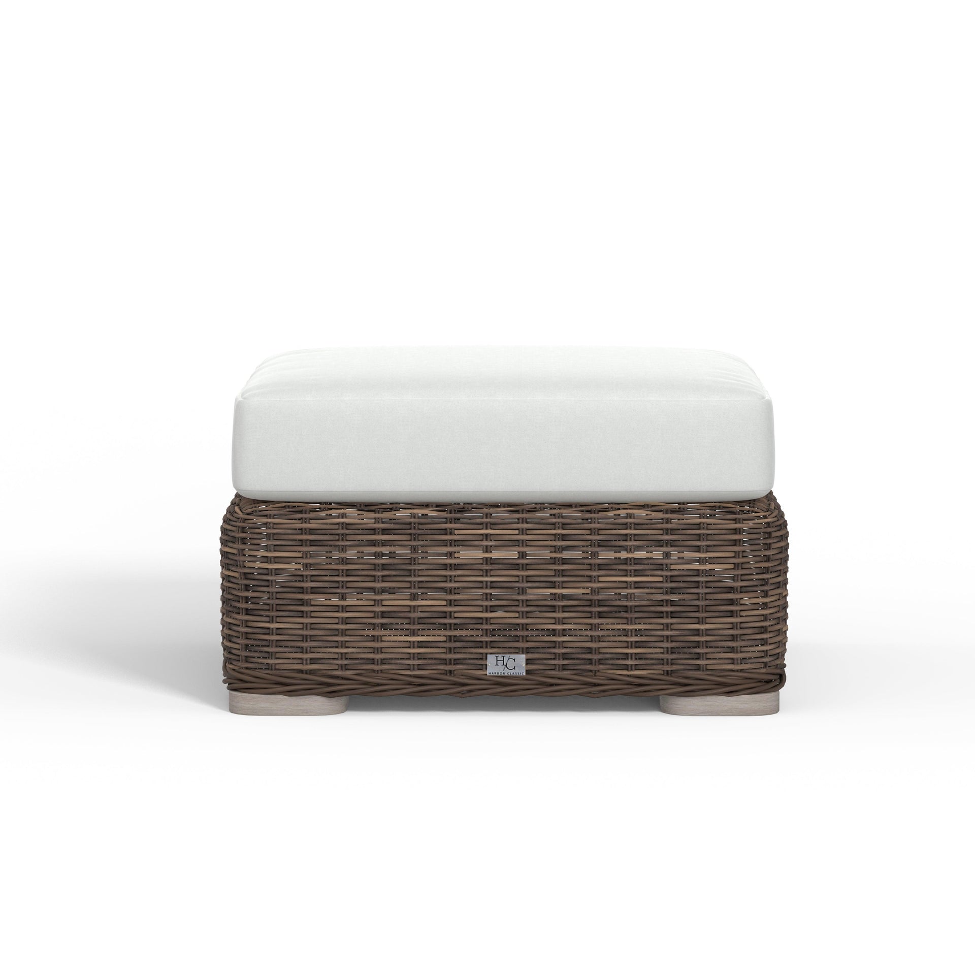 Newport Outdoor Ottoman - Luxury Wicker Outdoor Ottoman – HC Luxury Outdoor